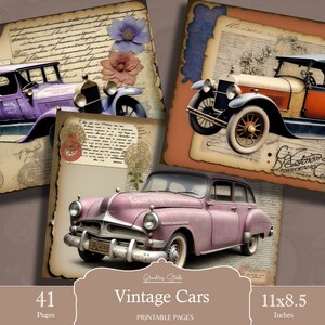 Vintage Cars Junk Journal Kit, Junk Journal Supplies, Journal ...