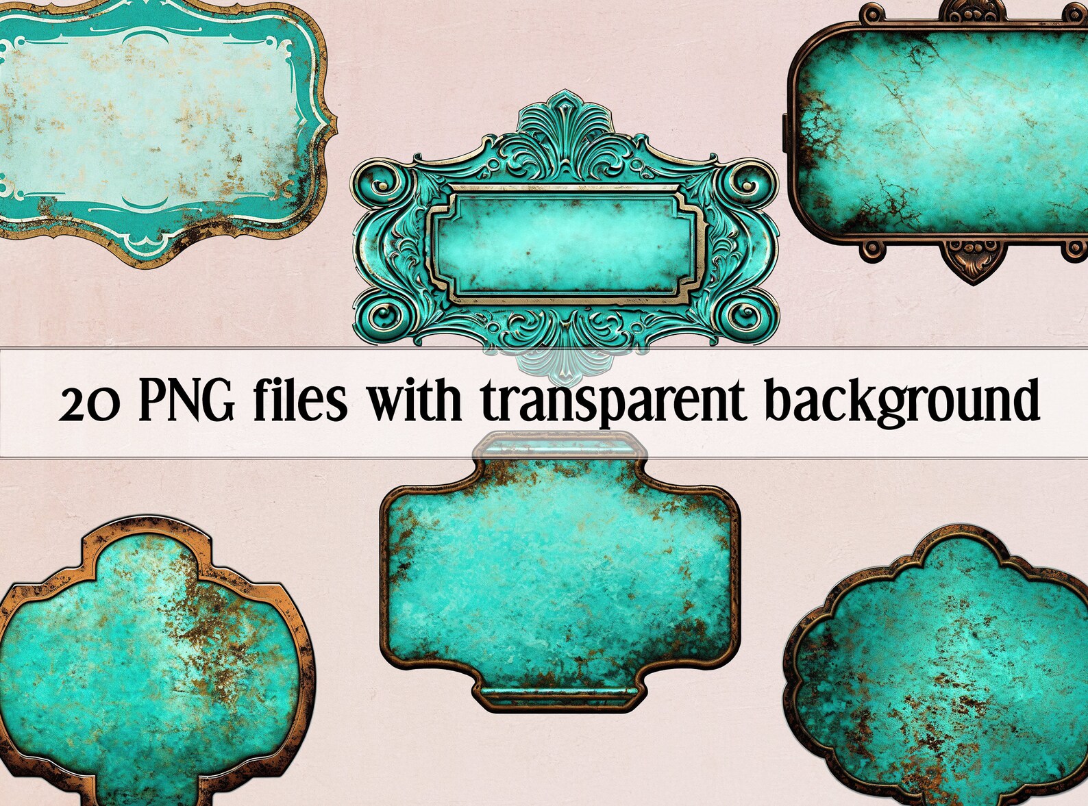 Printable Blank Labels, Cliparts, Turquoise Labels Old Frame Tags for ...