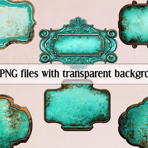 Printable Blank Labels, Cliparts, Turquoise Labels Old Frame Tags for ...