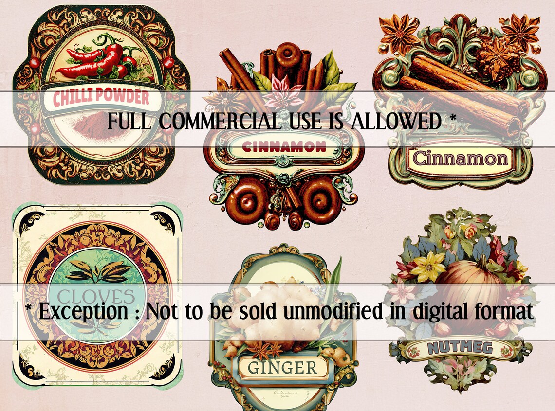 Printable Spice Labels Herb Labels Seasoning Labels Vintage - Etsy