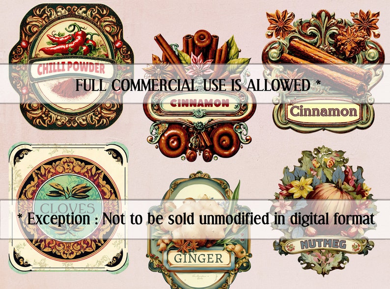 Printable Spice Labels Herb Labels Seasoning Labels Vintage - Etsy