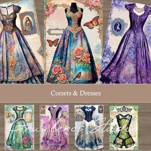 Vintage Dress Journal Pages, Printable Dresses, Lace, Ephemera ...