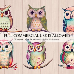 15 Owls Clipart, Whimsical Owls Print, Digital Download, Printable Owls ...