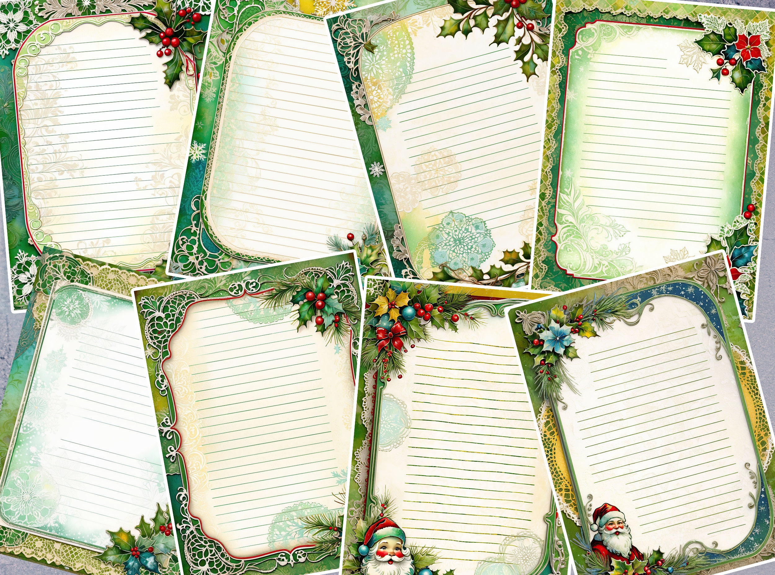 Lined Printable Notes Christmas Letter Writing Paper Lined - Etsy