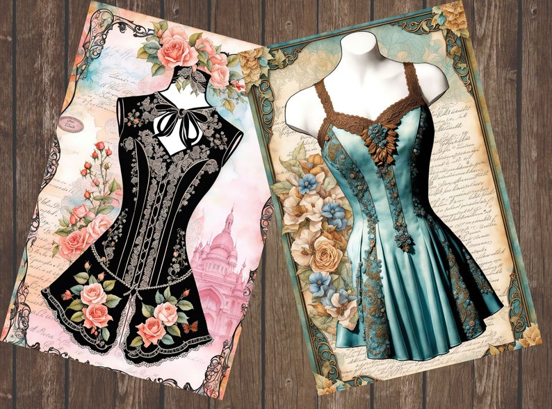 Vintage Dress Journal Pages, Printable Dresses, Lace, Ephemera ...