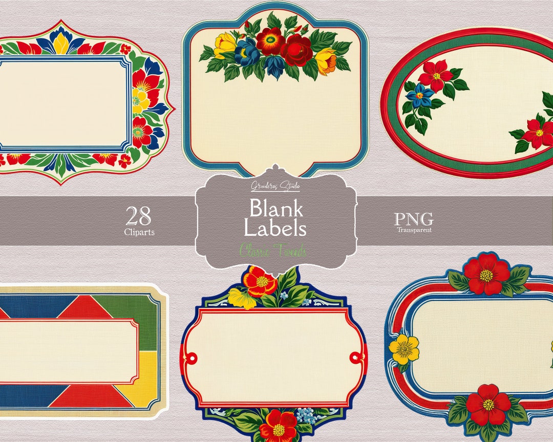 Vintage Blank Labels, Vintage Floral Labels, PNG & A4 Files, Old Labels ...