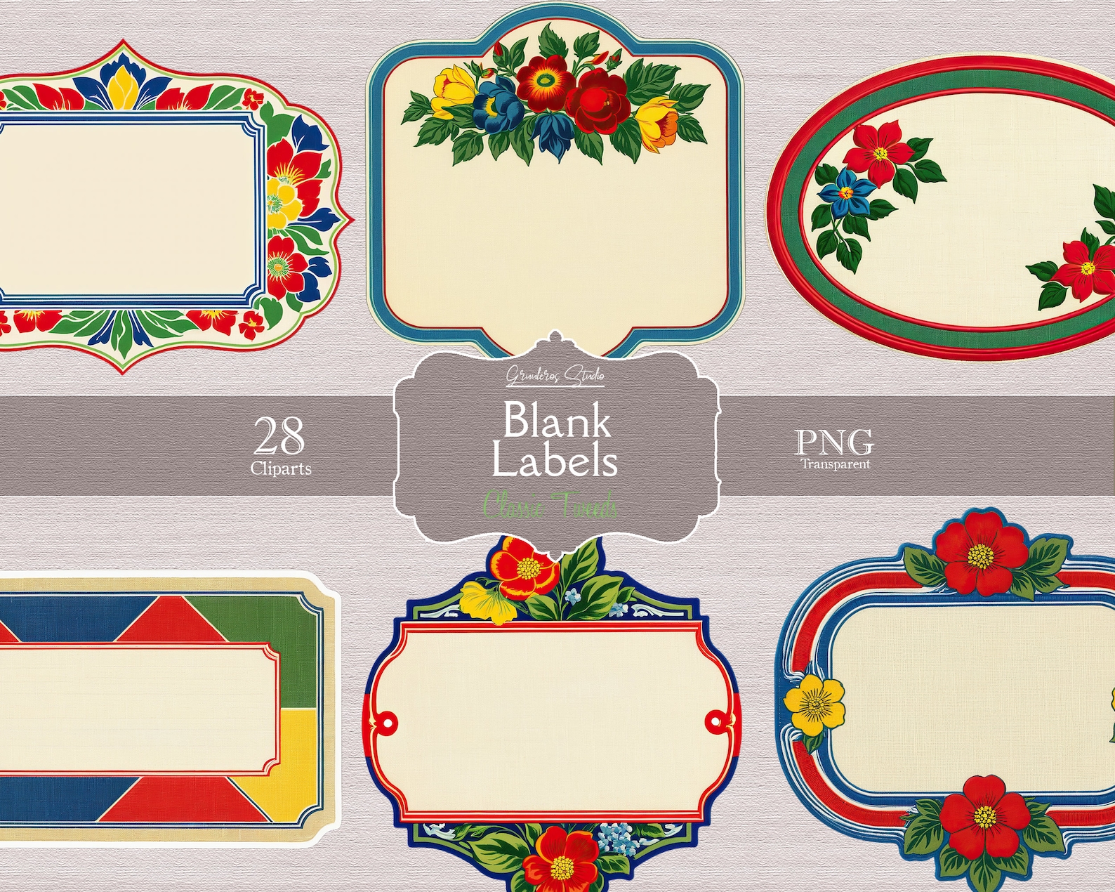 Vintage Blank Labels, Vintage Floral Labels, PNG & A4 Files, Old Labels ...