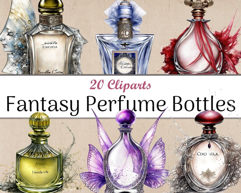 20 Fantasy Perfume Bottles Clip Art Transparent Background - Etsy