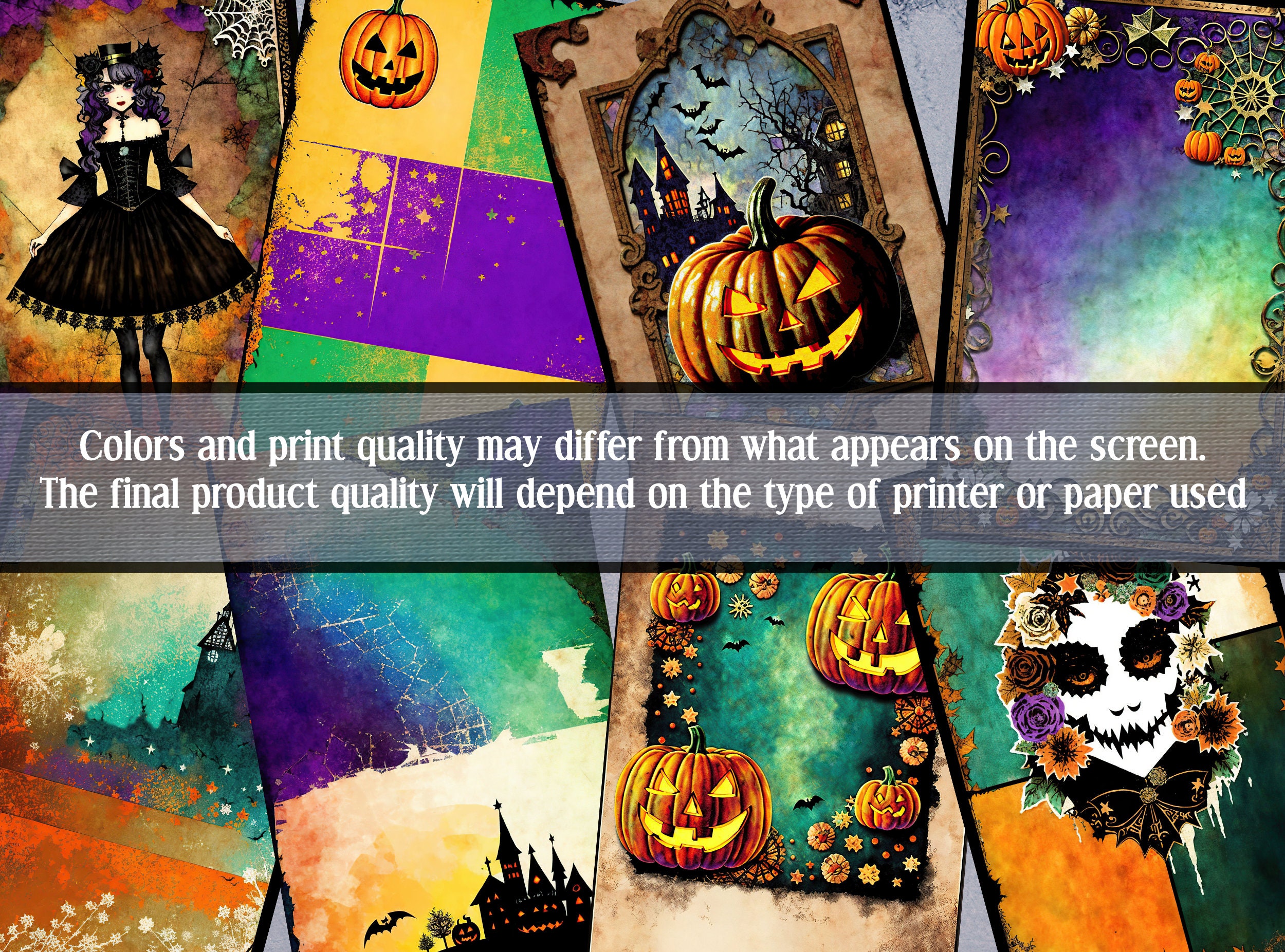 Halloween Junk Journal Pages, ATC Cards, Pumpkin Collage Sheet, Digital ...