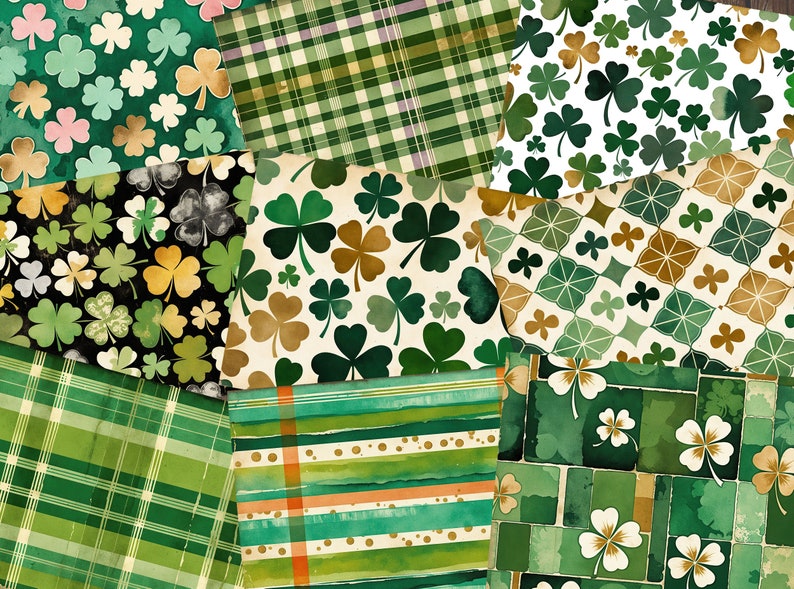 St.patricks Day Junk Journal Paper, Four Leaf Clover, Scrapbook Sheets ...