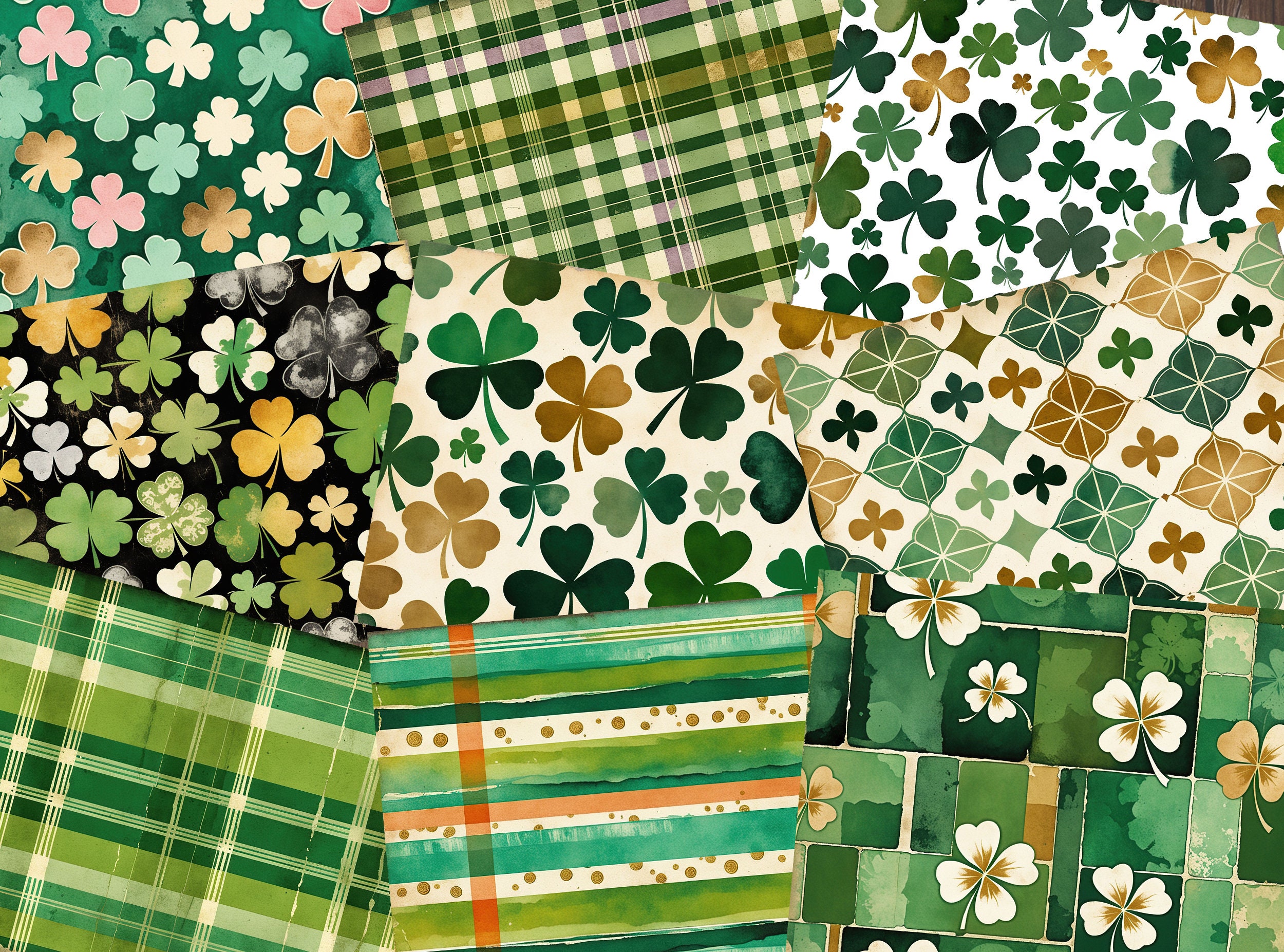 St.patricks Day Junk Journal Paper, Four Leaf Clover, Scrapbook Sheets ...