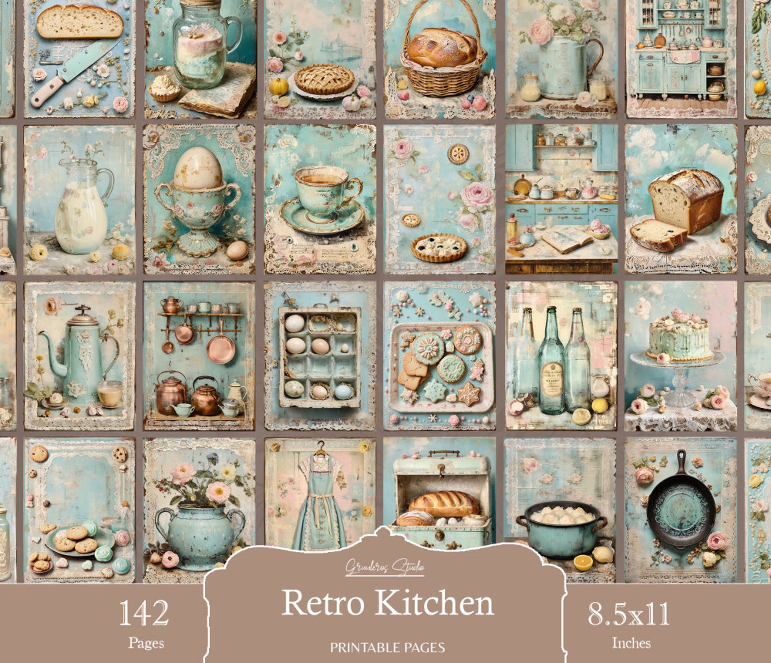 Retro Kitchen Pages, Junk Journal and Scrapbook Paper, Food Images ...