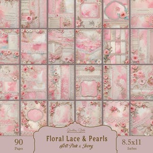 Pink Lace Journal Papers, Shabby Chic, Digital Collage Sheets, Soft ...