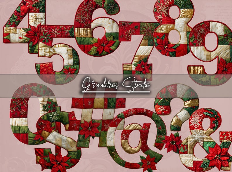 Christmas Alphabet Clipart, Festive Holiday Letters, Numbers & Symbols ...