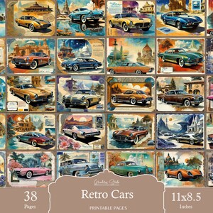 Classic Cars Journal Kit, Retro Cars, Vintage Cars Junk Journal ...
