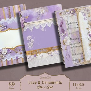 Vintage Lace Junk Journal, Printable Antique Pages Lilac Lace Digital ...