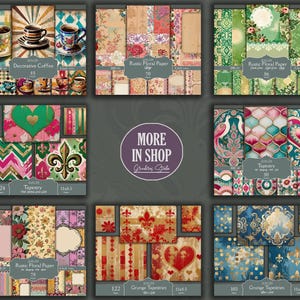 Printable Damask Paper, Vibrant, Grunge, Digital Paper, Damask Pages ...