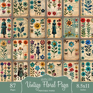 Vintage Floral Journal Pages, Antique Floral Paper, Junk Journal Kit ...