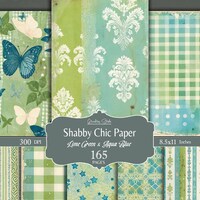 Green Scrapbook Digital Paper Pack: 12 Textured Backgrounds (12x12 JPG ...