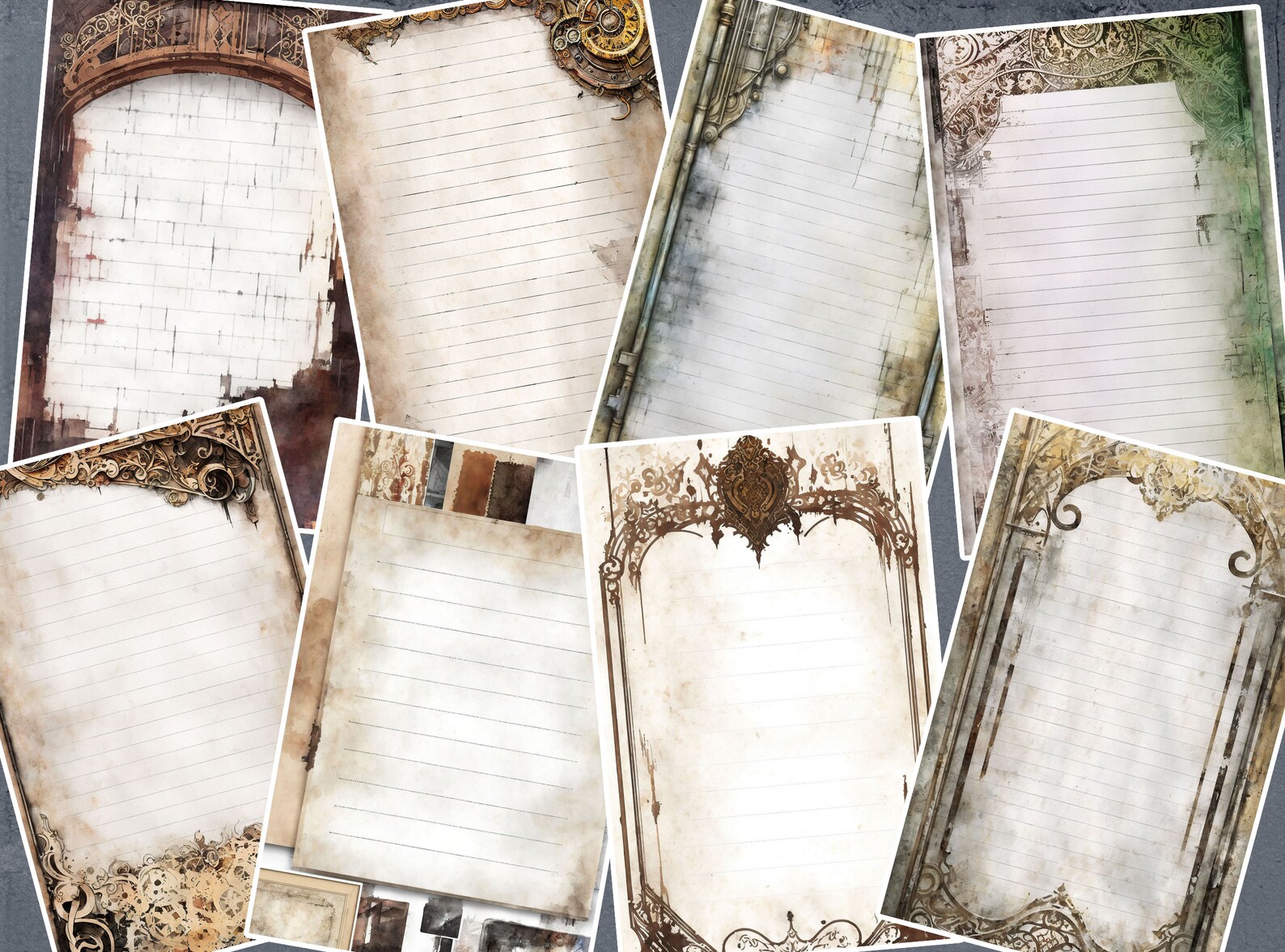 36 Gothic Printable Lined Junk Journal Pages, Dark Academia, Scrapbook ...