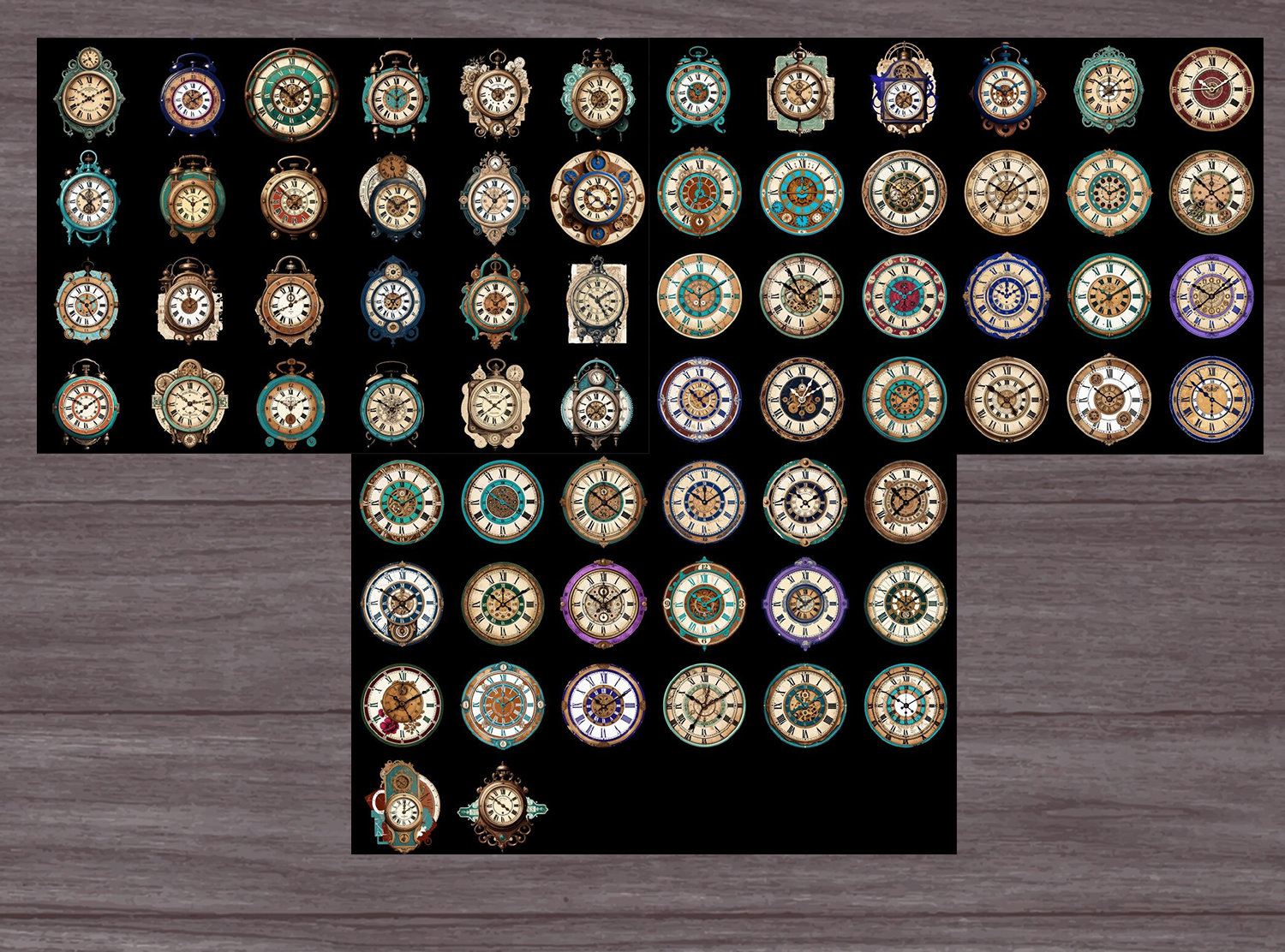 Antique Clock, A4 Printable, Vintage Clock, Face Clock, Journal Kit ...