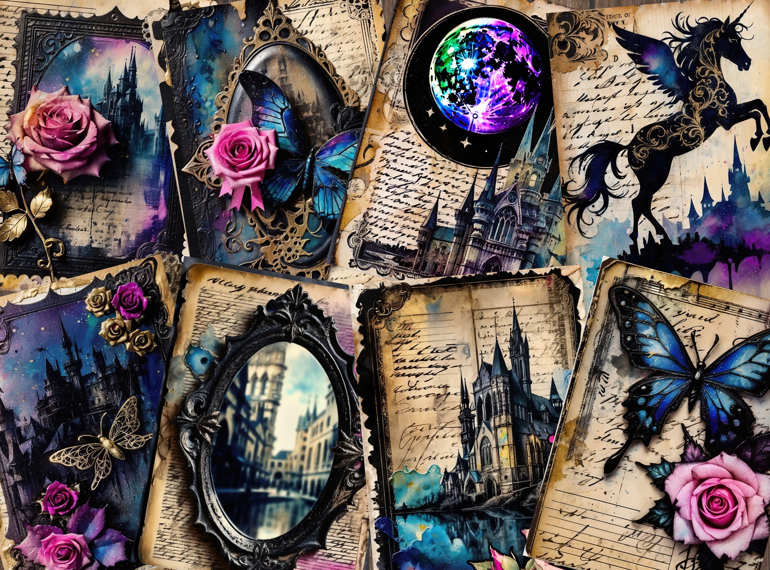 Victorian Goth Junk Journal Kit, Book of Shadows, Digital Download ...
