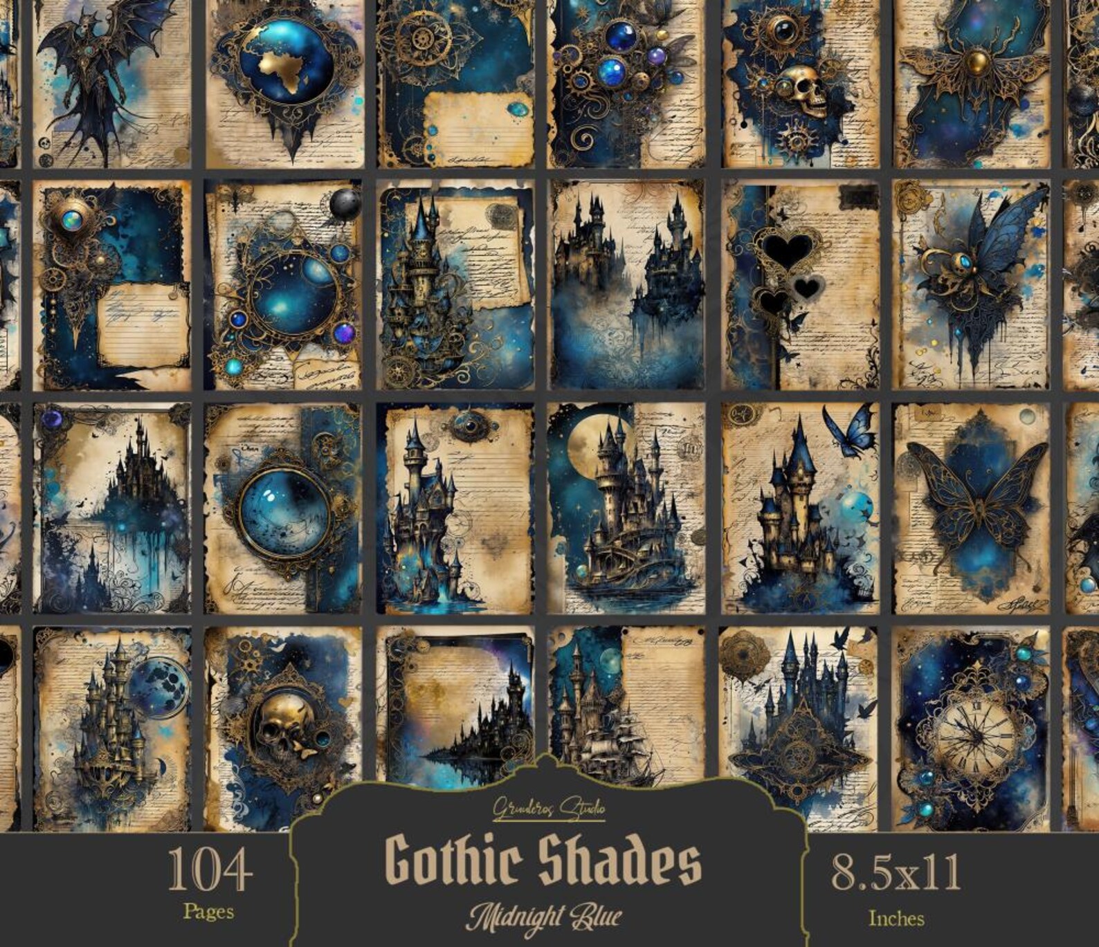 Dark Gothic Old Castle Journal Papers, Junk Journal, Instant Download ...