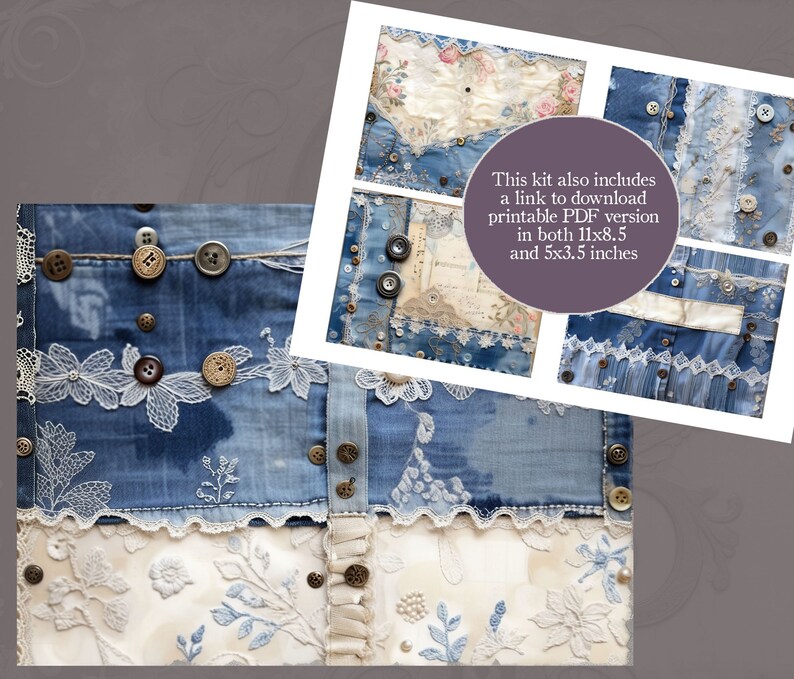 Denim Shabby Chic Journal Paper, Decorative Laces & Ornaments, Blue ...