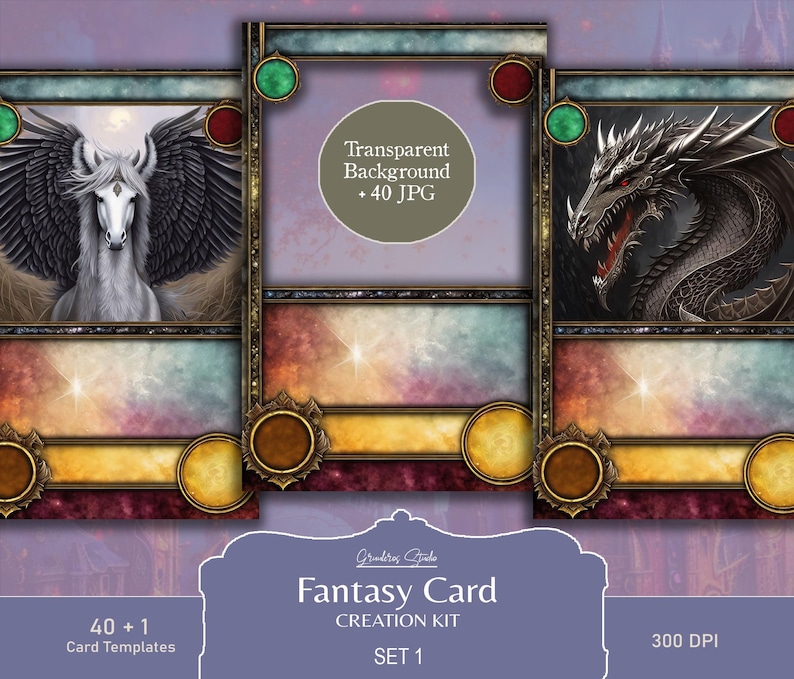 40 + 1 Fantasy Card Game Templates, Png, Board Game Assets, TCG Card ...