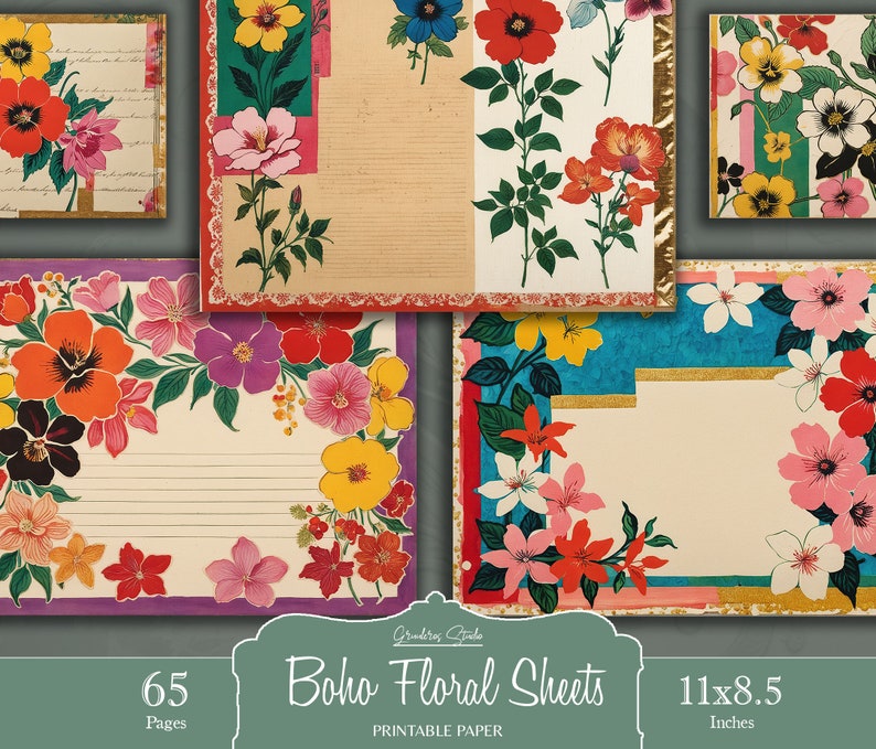 Boho Junk Journal Paper, Junk Journal Kit, Printable Journal Pages ...