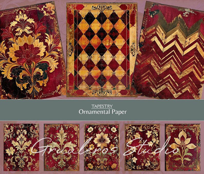 Printable Burgundy Paper, Scrapbook Pages, Embellishments, Damask ...