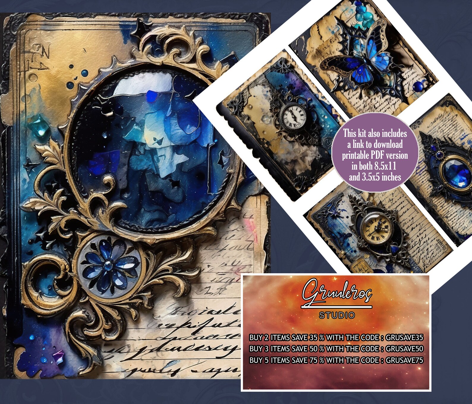 Victorian Goth Junk Journal Kit, Book of Shadows, Digital Download ...