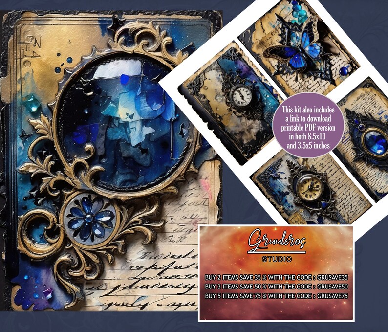 Victorian Goth Junk Journal Kit, Book of Shadows, Digital Download ...