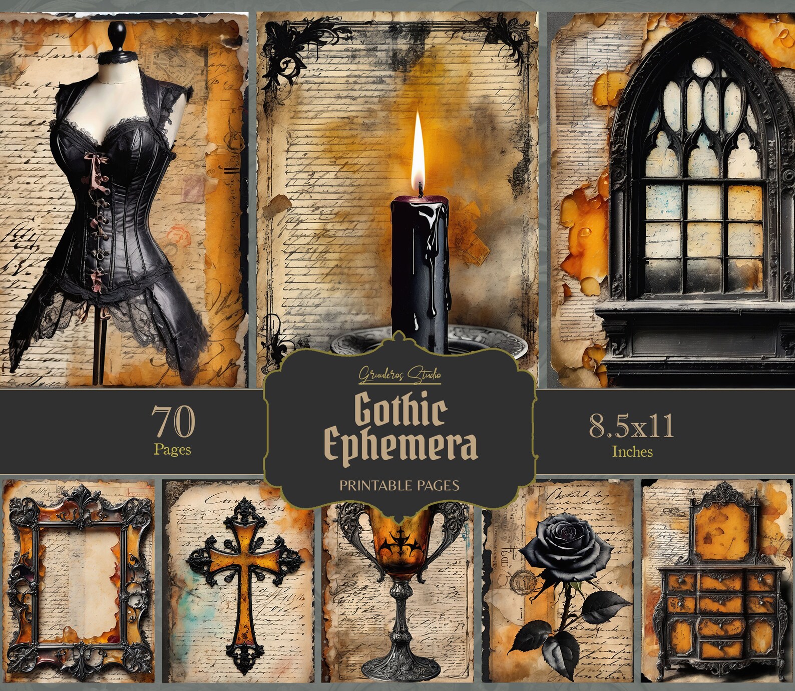 Victorian Goth Junk Journal Kit, Book of Shadows, Digital Download ...