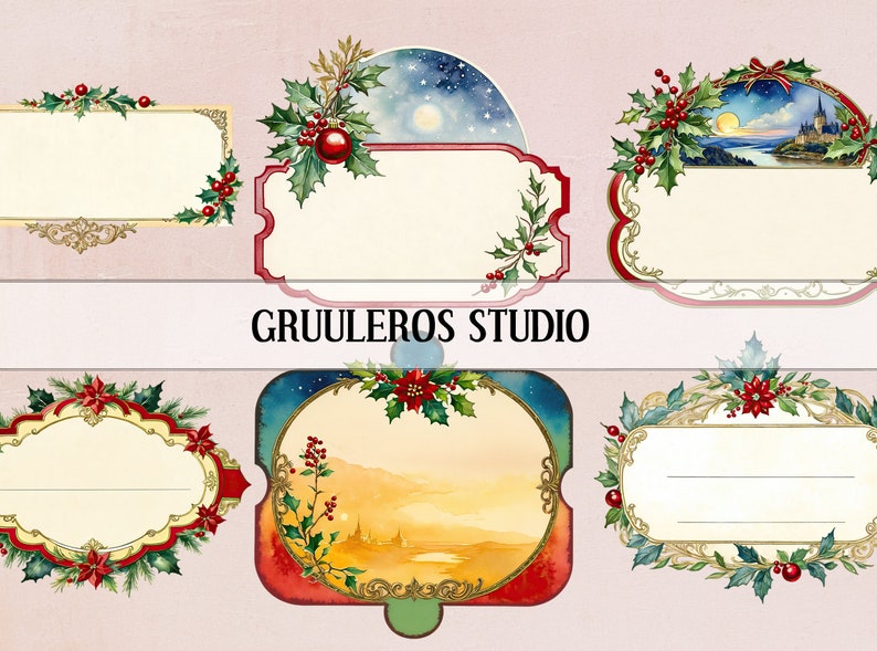 Christmas Labels Clipart, Bonus A4 Sheets, Christmas PNG, Blank Gift ...