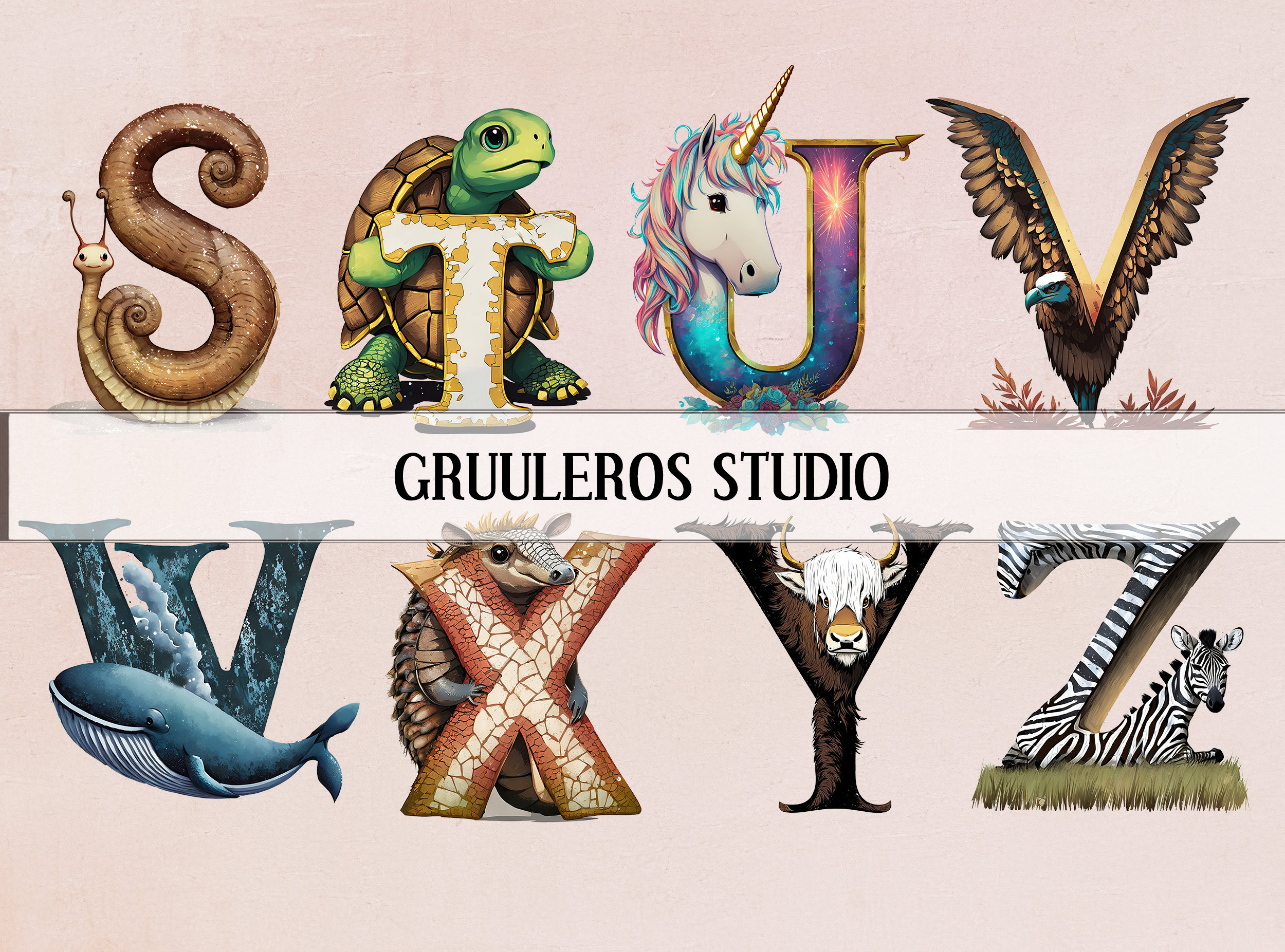 Cute Animal Alphabet Clipart Bundle Transparent PNG, Bundle Clipart ...