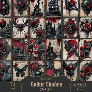 Dark Red and Black, Gothic Journal Papers, Junk Journal, Instant ...