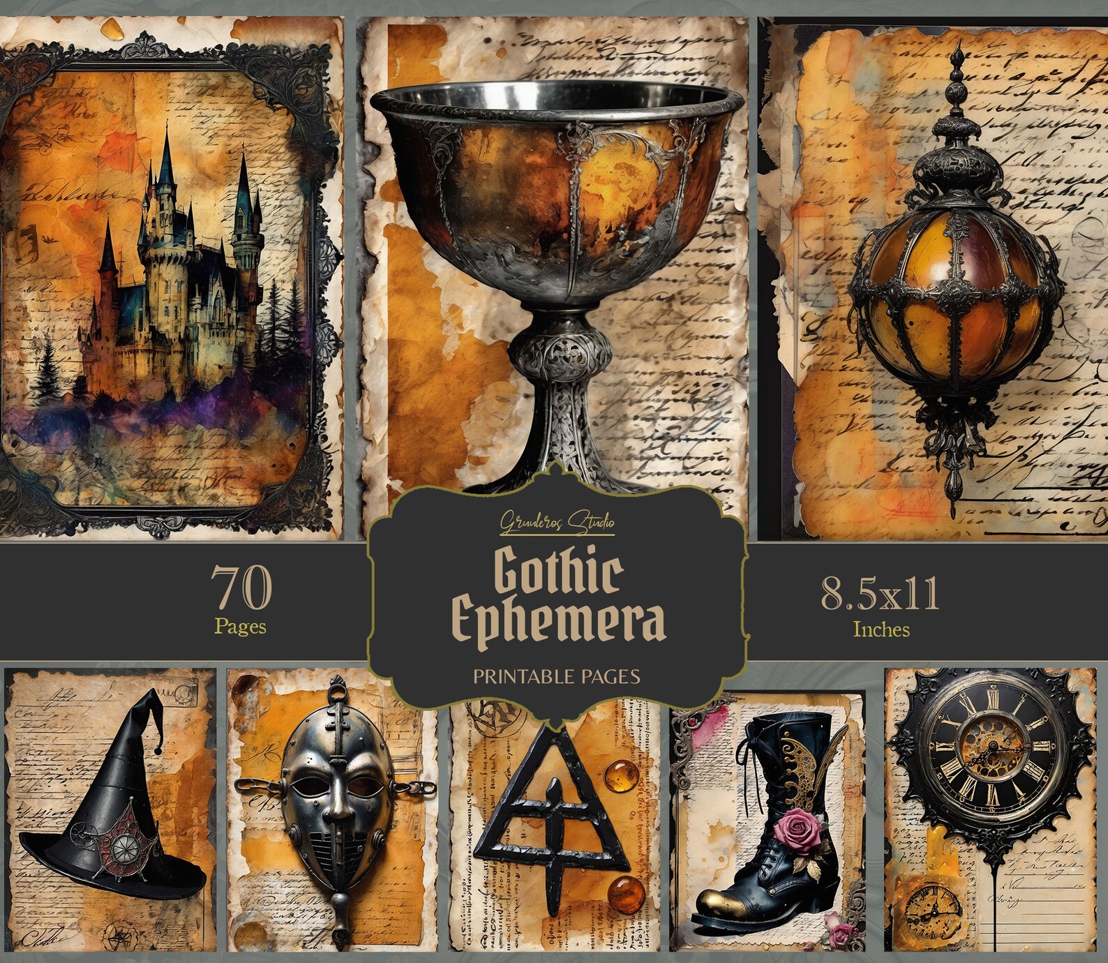 Victorian Goth Junk Journal Kit, Book of Shadows, Digital Download ...