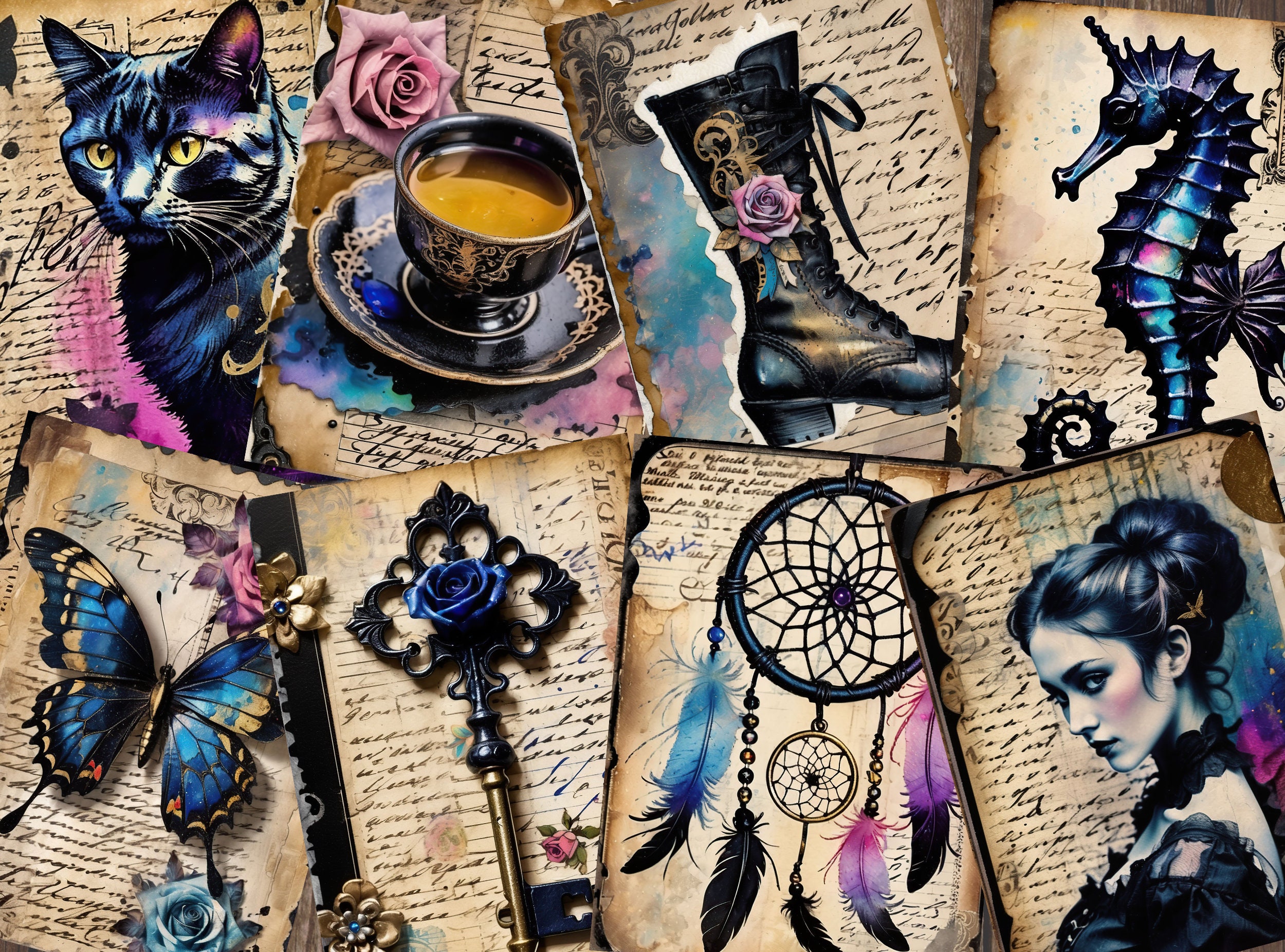 Victorian Goth Junk Journal Kit, Book of Shadows, Digital Download ...