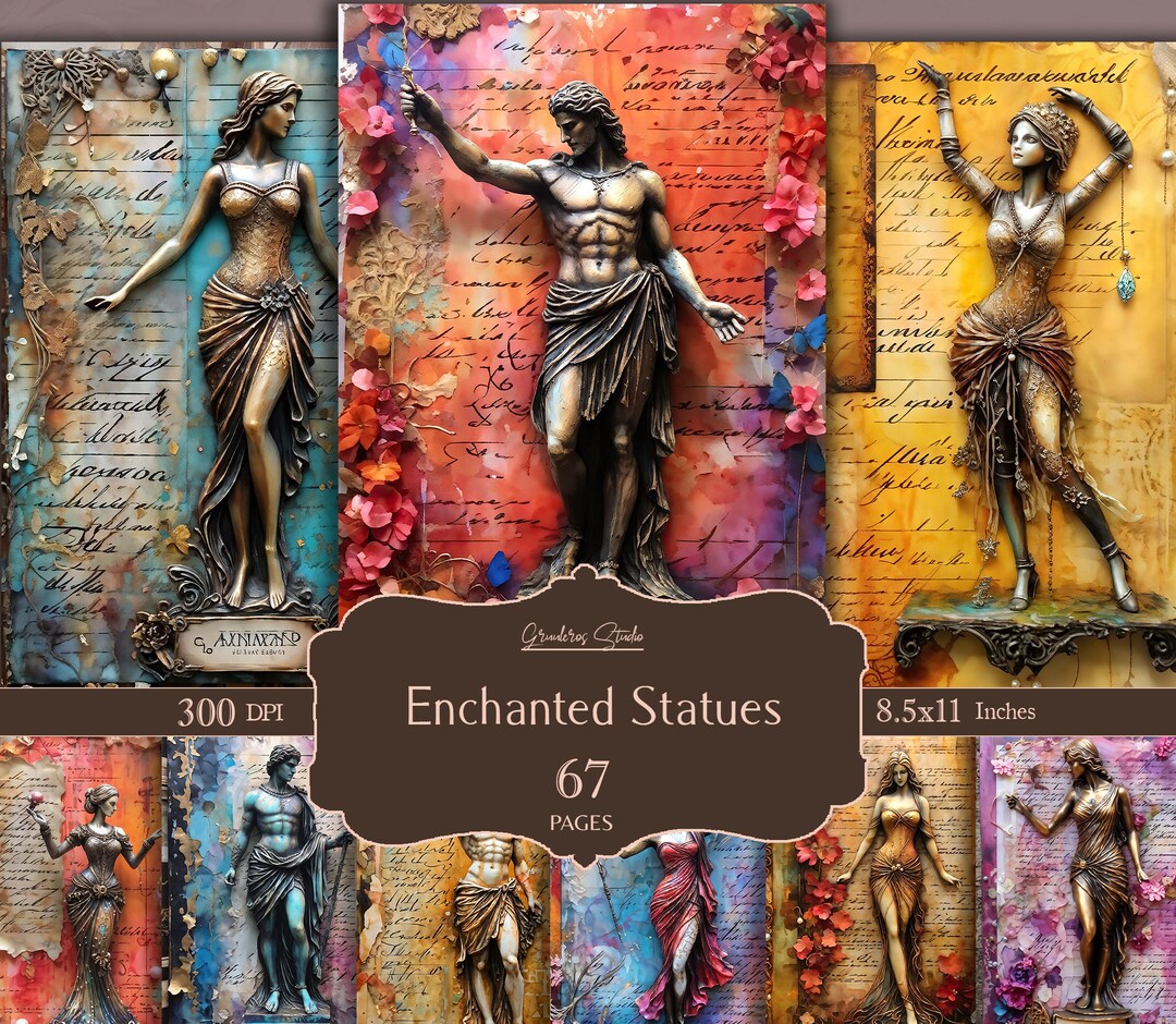 Greek Statues Junk Journal, Fantasy Statues Printable, Enchanted ...