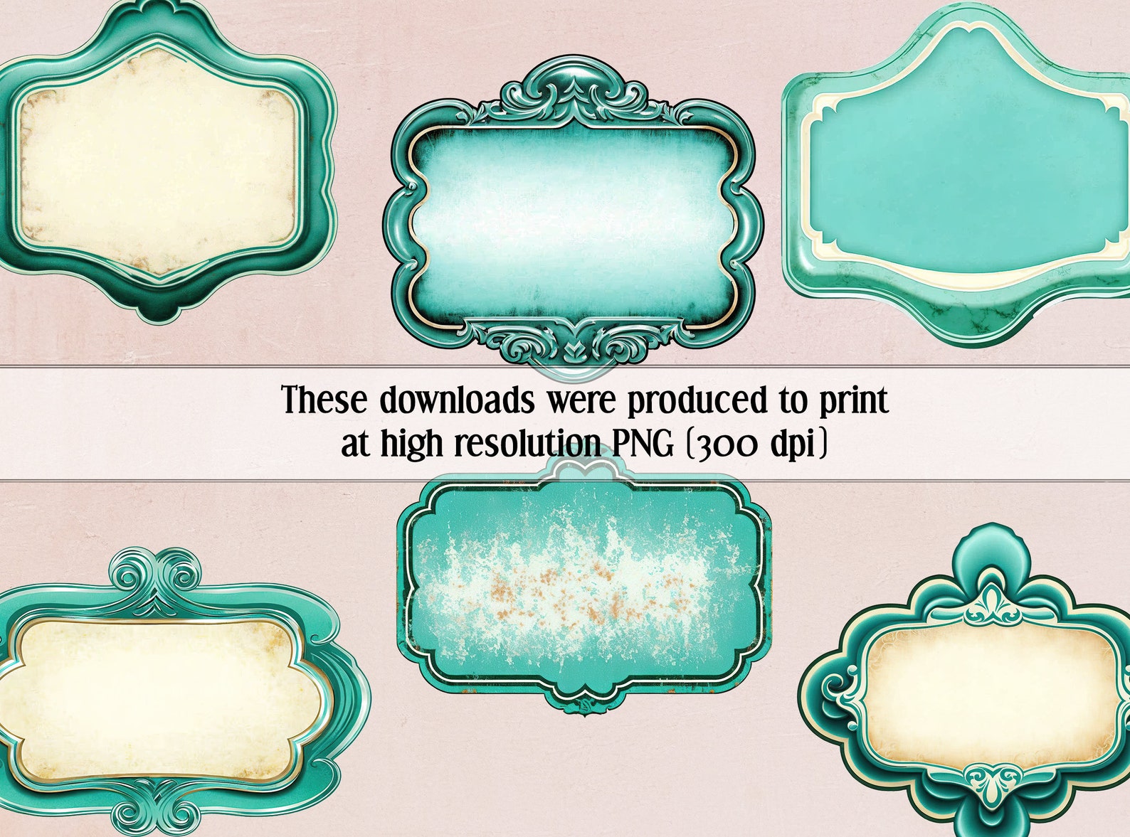 Printable Blank Labels, Cliparts, Turquoise Labels Old Frame Tags for ...