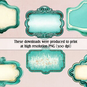 Printable Blank Labels, Cliparts, Turquoise Labels Old Frame Tags for ...