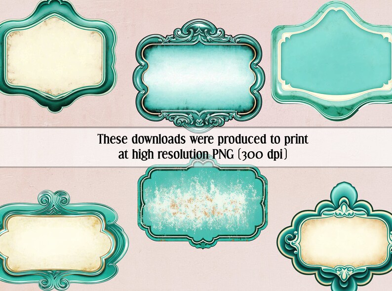 Printable Blank Labels, Cliparts, Turquoise Labels Old Frame Tags for ...