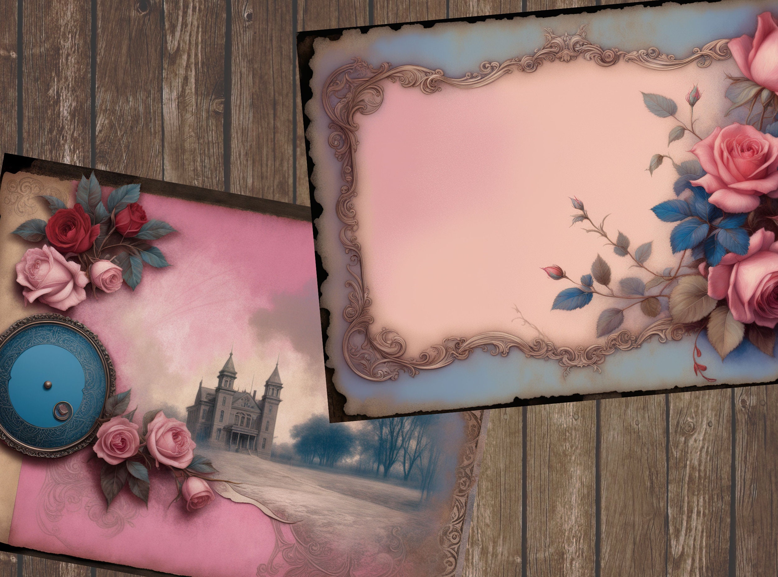 Pink Victorian, Printable Papers, Pink Antique Papers, Digital Download ...