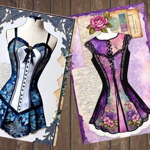 Vintage Dress Journal Pages, Printable Dresses, Lace, Ephemera ...