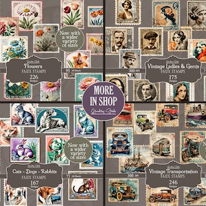 Fake Stamps, Digital Butterfly Stamps, Junk Journal, Ephemera ...