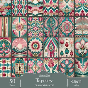 Printable Green Paper, Ornamental, Texture Theme, Journal Embellishment ...