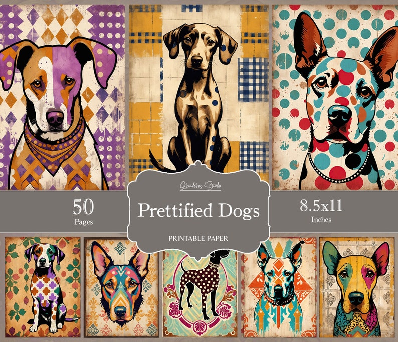 Dogs Journal, Printable, Junk Journal Kit, Grunge Pages, Dog Digital ...