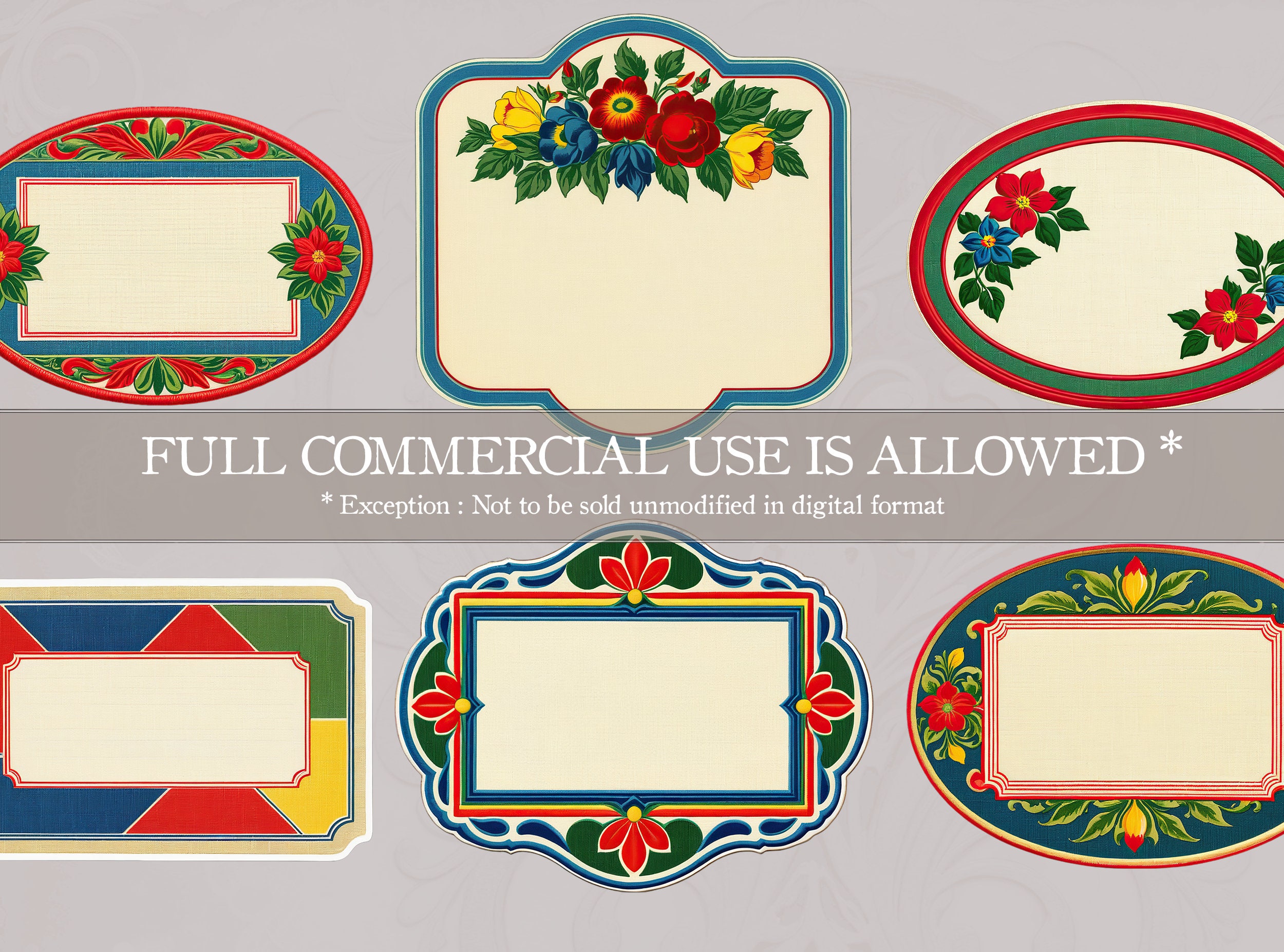 Vintage Blank Labels, Vintage Floral Labels, PNG & A4 Files, Old Labels ...