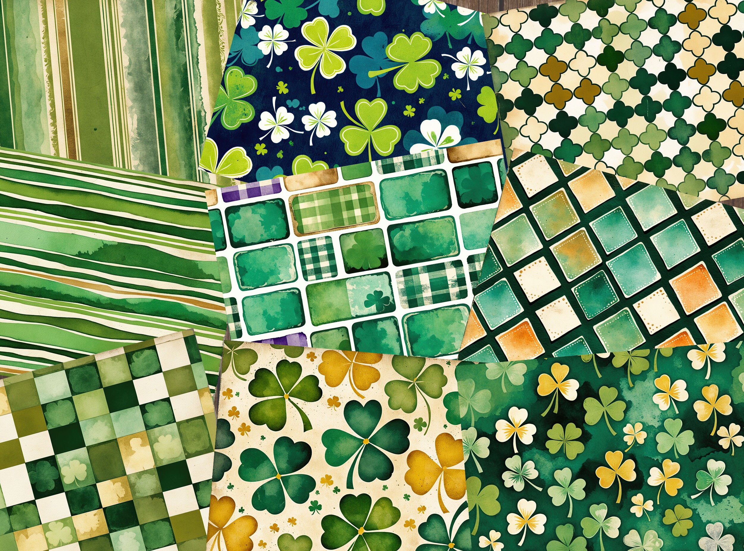 St.patricks Day Junk Journal Paper, Four Leaf Clover, Scrapbook Sheets ...